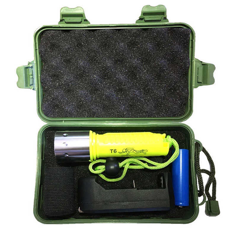 5000LM Outdoor LED Torch XML T6 Diving Flashlight Underwater 100m Scuba ...