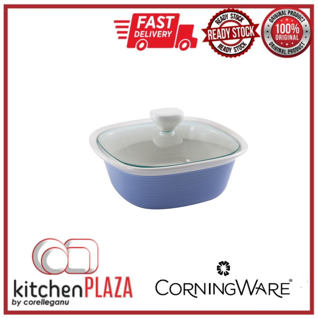 Corningware Etch Blue Flower 1.4L With Glass Lid | Shopee Malaysia