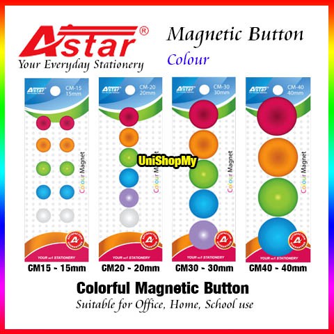 Magnetic Button Colorful Astar - 15mm - 20mm - 30mm - 40mm - Whiteboard ...