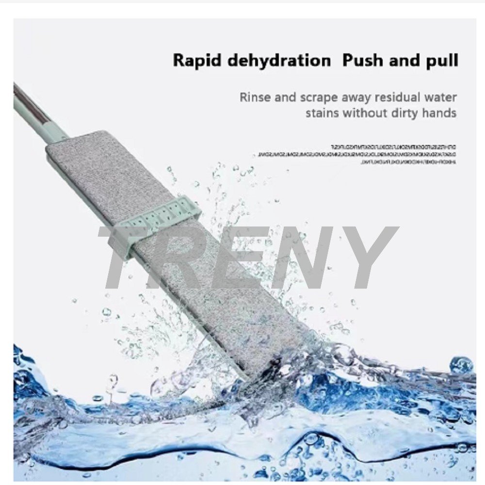 TRENY Microfiber Squeeze Mop Lantai 360 Rotation Flat Mop Free Hand Washing Lazy Mop Floor ...