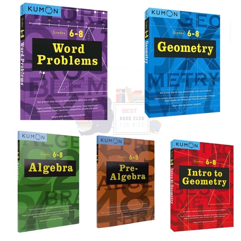 Kumon Math Workbooks Middle School (5 Books) - Pre-Algebra & Algebra ...