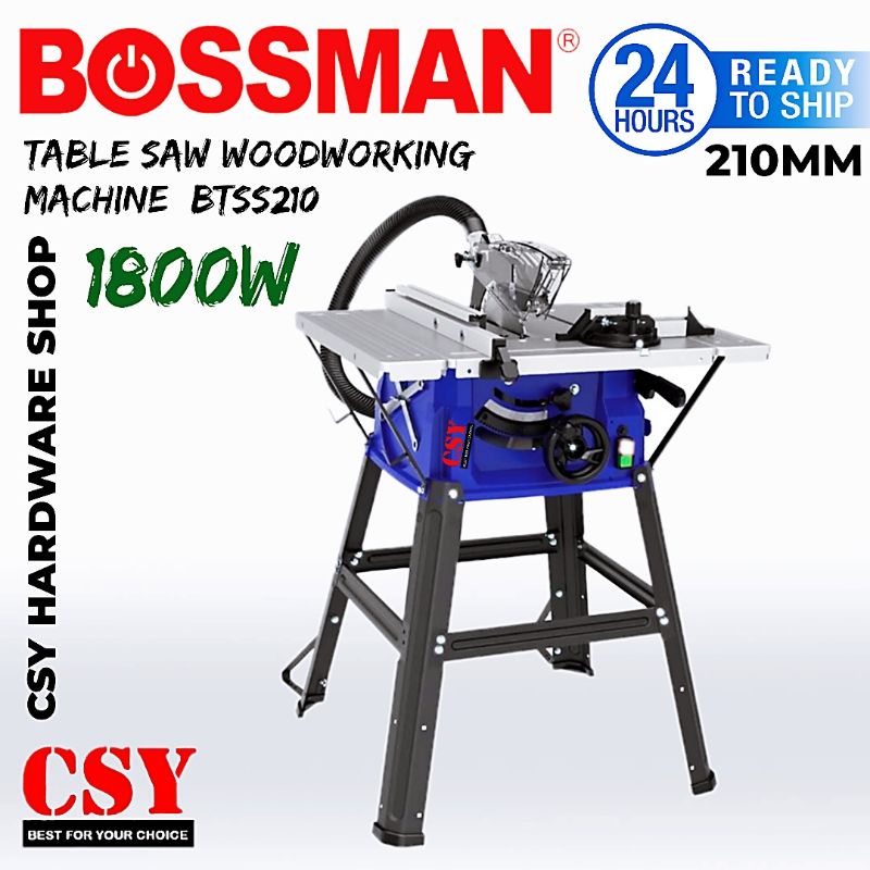 Bossman BTSS210 Table Saw Woodworking Machine 1800W 210mm | Shopee Malaysia