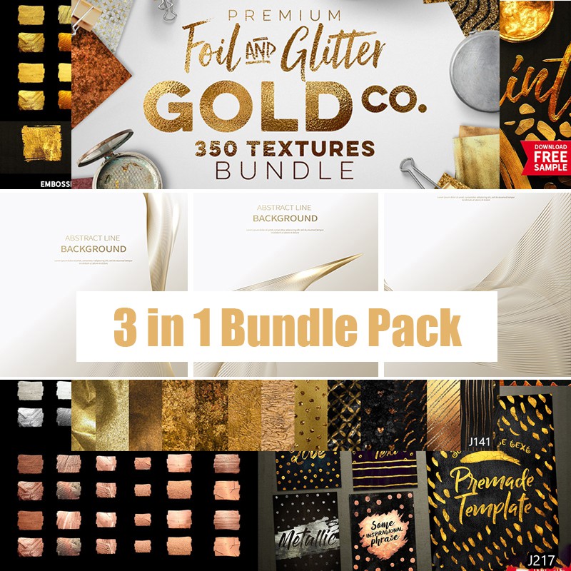 Design Template - Gold Texture 3 in 1 / PSD Ai / WEDSITE / PRINTING ...