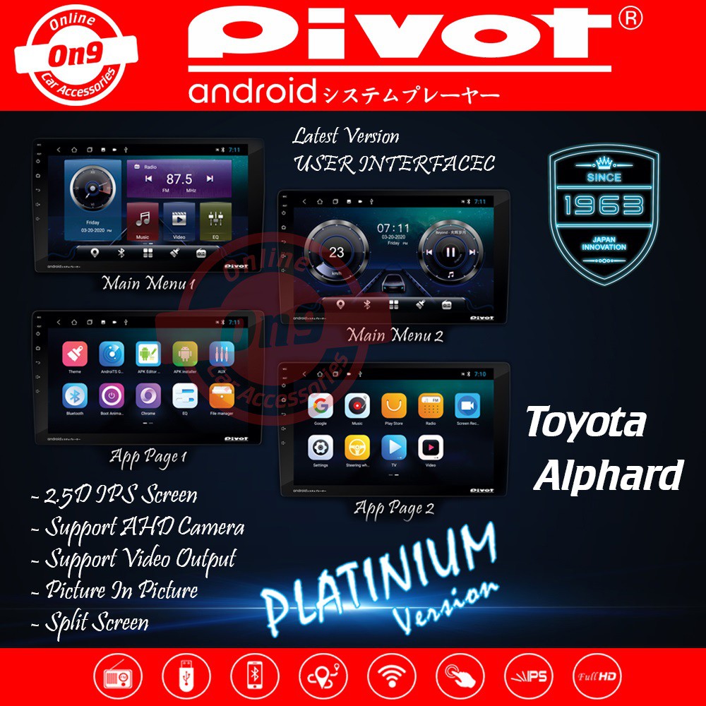 Toyota Alphard 2003 2004 2005 2006 2007 Pivot Android Player Platinium ...
