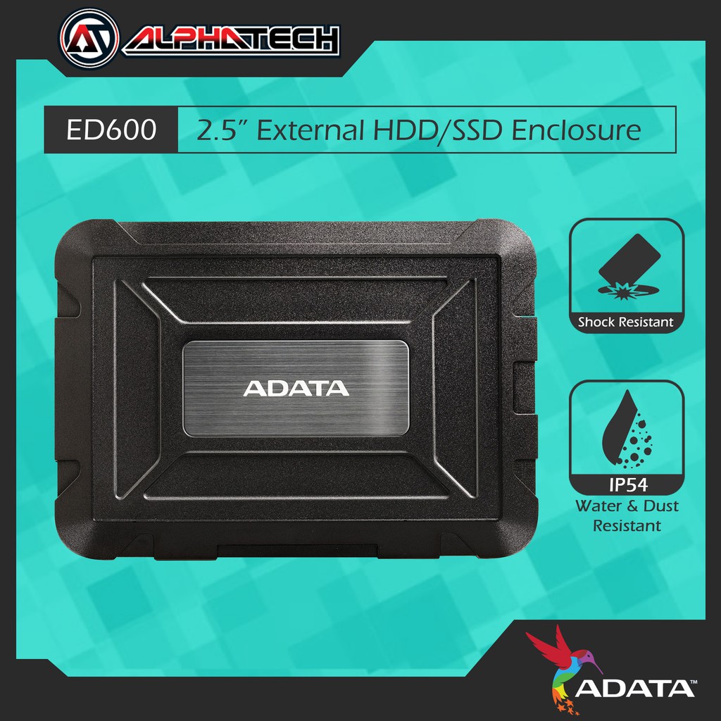 ADATA ED600 2.5" External HDD/ SSD Enclosure, Vibration-Resistant, IP54 ...