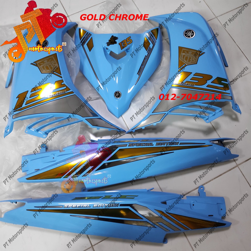 Yamaha Lc 135 Cover Set Body Sky Blue Edition Sticker Rainbow Chrome ...