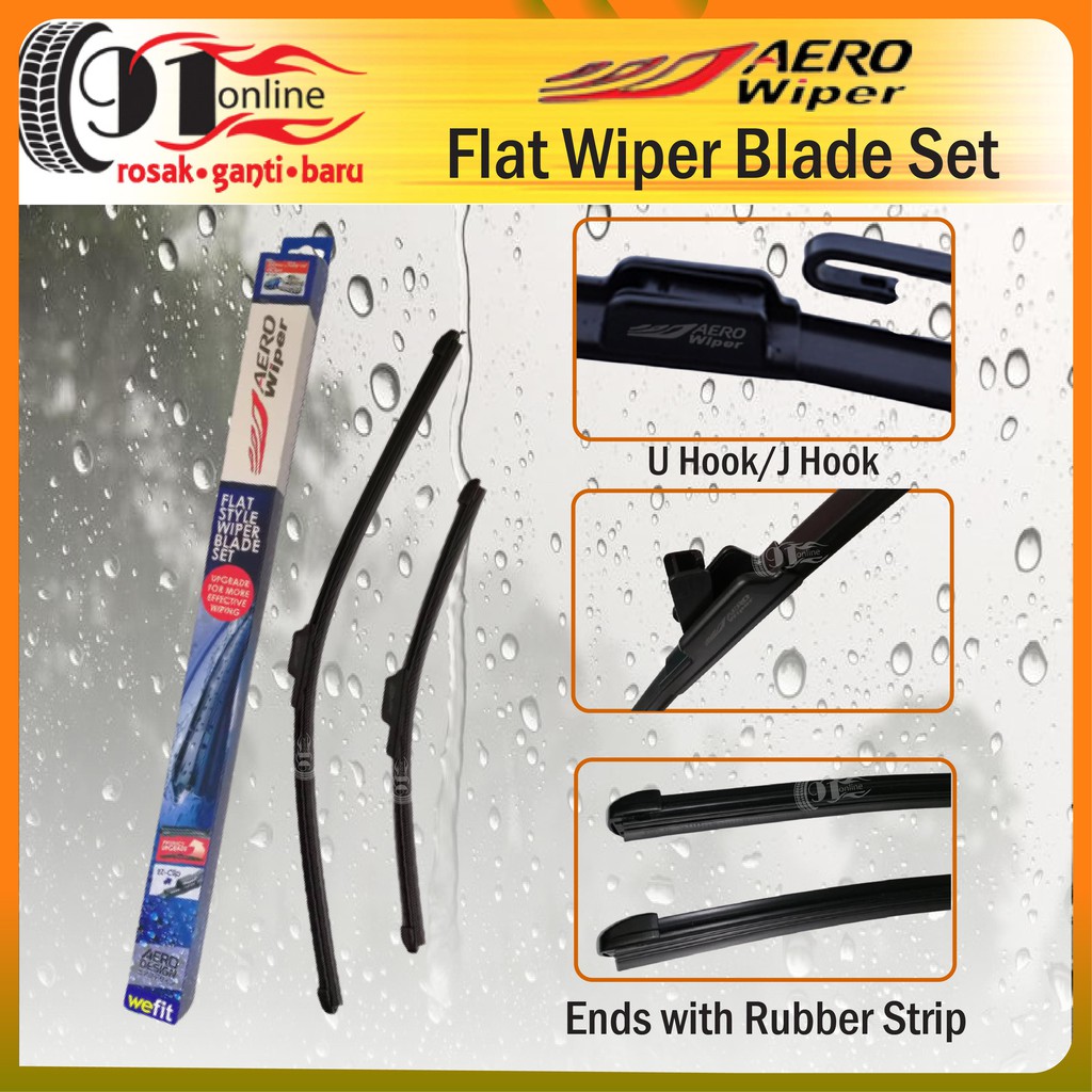 FLAT AERO WIPER BLADE SET FOR PERODUA (MYVI/VIVA/AXIA/KANCIL/KENARI ...