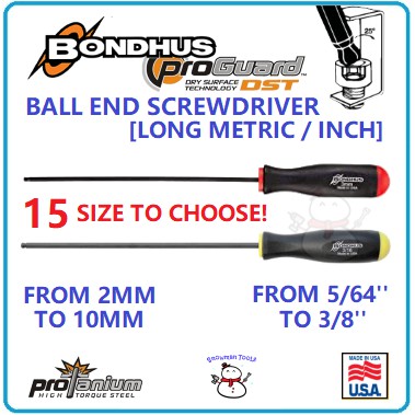LONG BALL POINT SCREWDRIVER BONDHUS BRAND BALL END SCREWDRIVER LONG ...