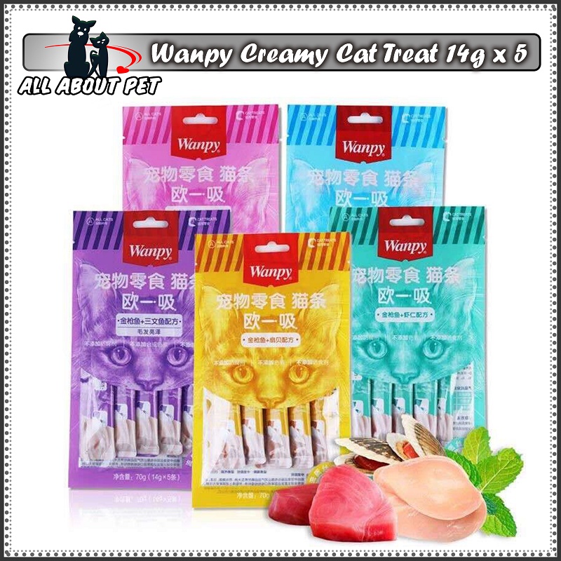Wanpy Premium Creamy Cat Treats Snacks 顽皮欧一吸猫条 (14g X 5) | Shopee Malaysia