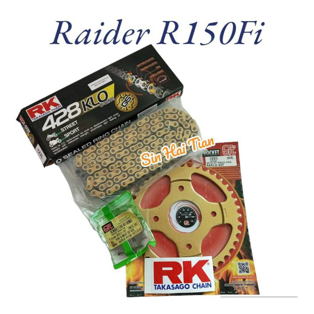 RK ORING 428 Raider R150Fi REAR SPROCKET SETS ORING RK GOLD CHAIN ...