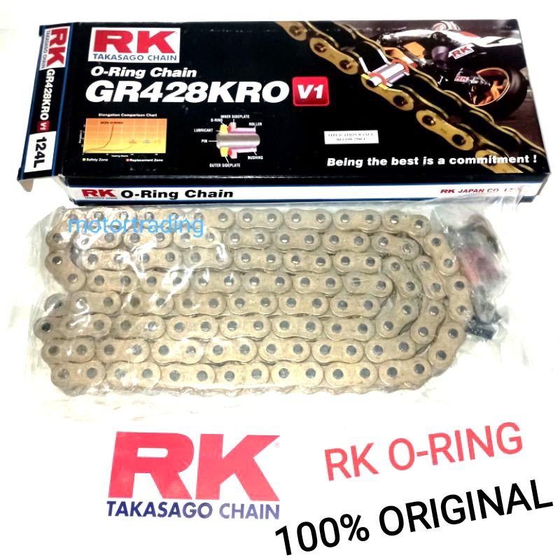 RK O-RING CHAIN (GOLD CHAIN) GR 428 KRO V1 124L (PENUH GOLD) | Shopee ...