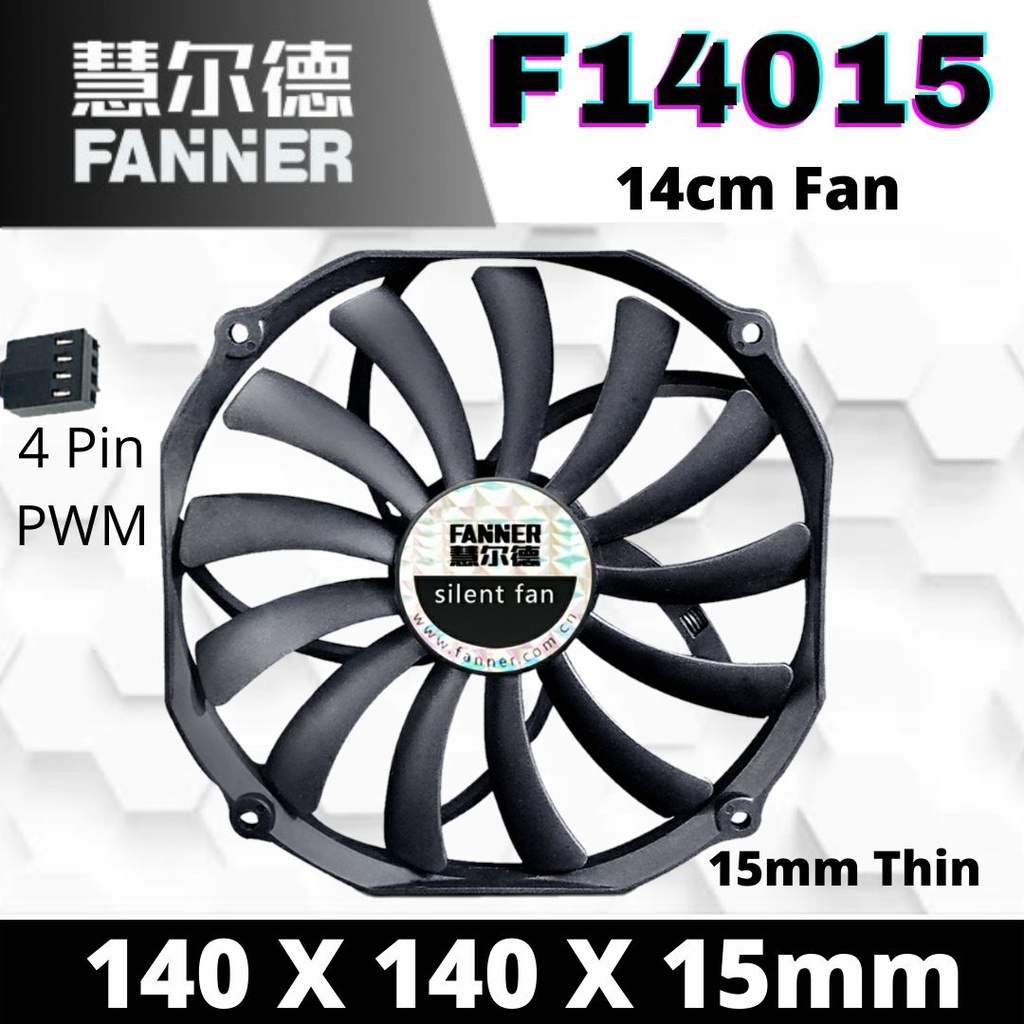 140mm PC Fan 15mm thin 4 Pin PWM 14cm PC case fan Fanner kipas Komputer ...