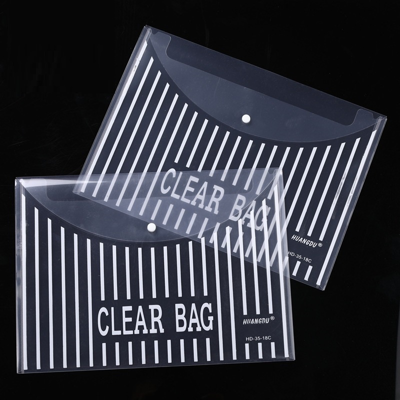 A4 Stripe thicker pocket files button folder extra thick transparent ...