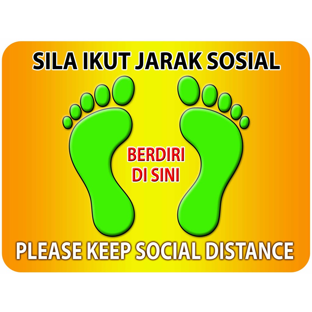 KEEP SOCIAL DISTANCE FLOOR STICKER, STAND HERE STICKER, STICKER JARAK ...