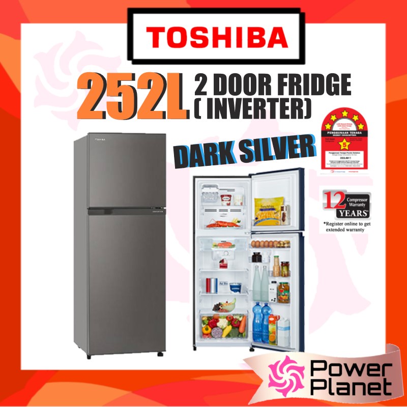 [SAVE4.0] Toshiba 252L Inverter Fridge GRA28MS(S)Silver/ GR-A28MS (DS) Dark Silver / GR-A28MU(UB ...