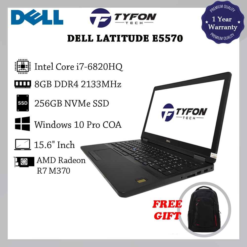 Dell Latitude E5570 i7-6820HQ 8GB RAM 256GB NVMe SSD AMD Radeon R7 M370 ...