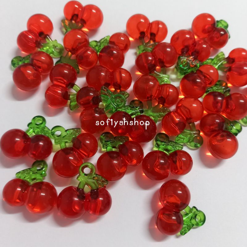 Beads Cherry Acrylic Pendant (2 Pcs In A Pack) | Shopee Malaysia