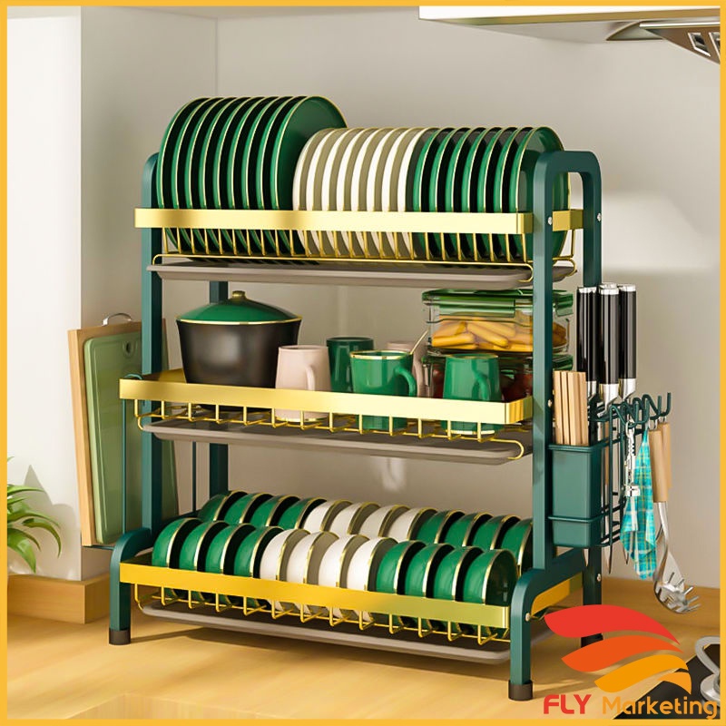 High Capacity 2&3 Tier Kitchen Storage Dish Rack Drying Rack Home ...