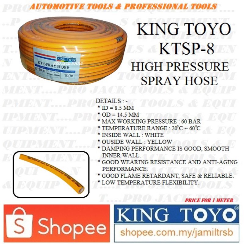 KTSP-8 King Toyo High Pressure Spray Hose - 8.5mm X 14.5mm | Shopee ...