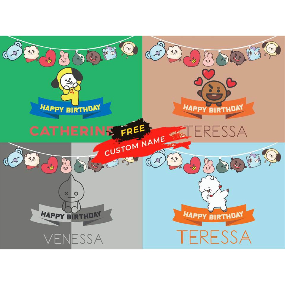 Customized BT21 Birthday Banner Backdrop / Birthday Banner / Birthday ...