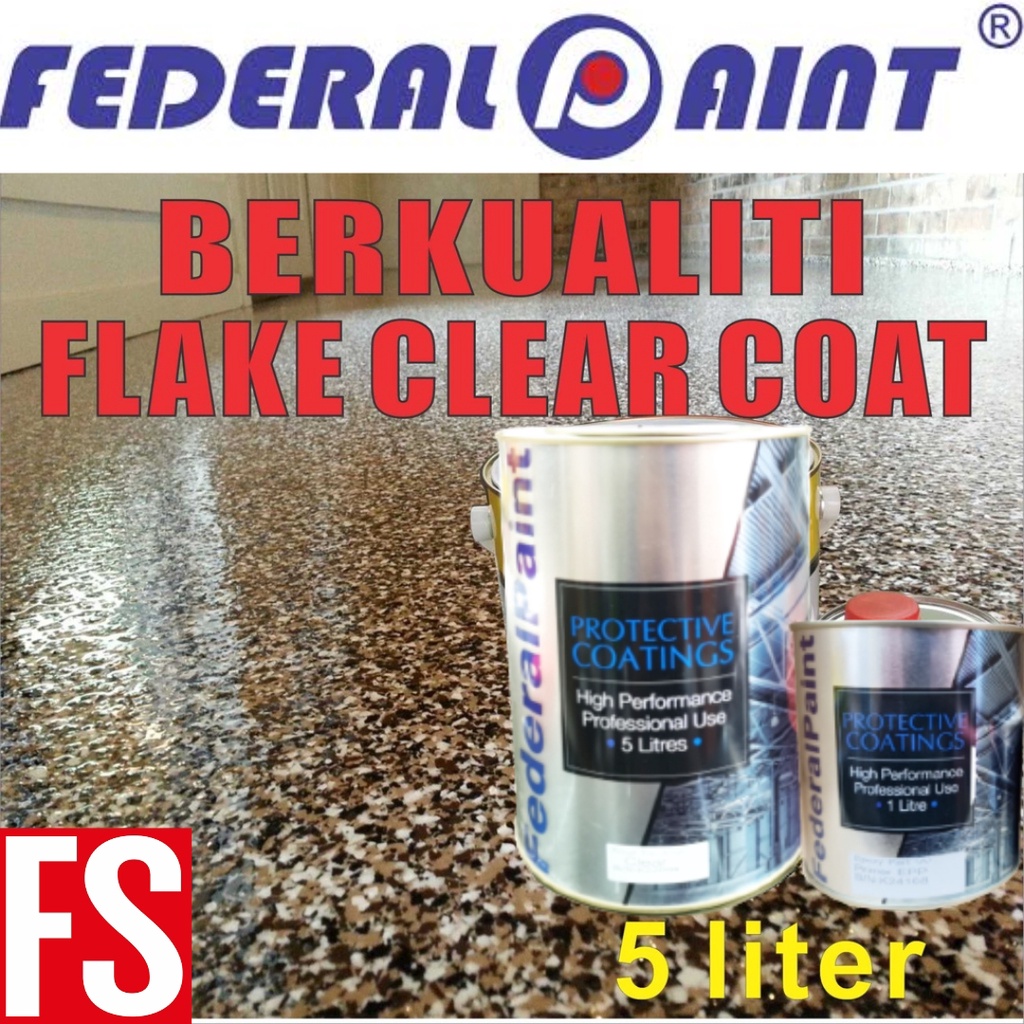 5L WP FLAKE CLEAR COAT / EPOXY TOP COAT CLEAR FOR FLAKE COLOURS FLOOR ...