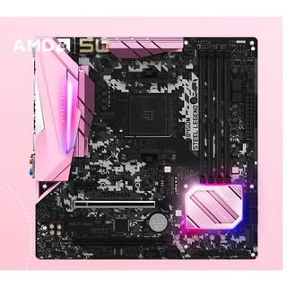 ASRock B450M Steel Legend Pink Edition AM4 Ryzen Micro-ATX Motherboard ...