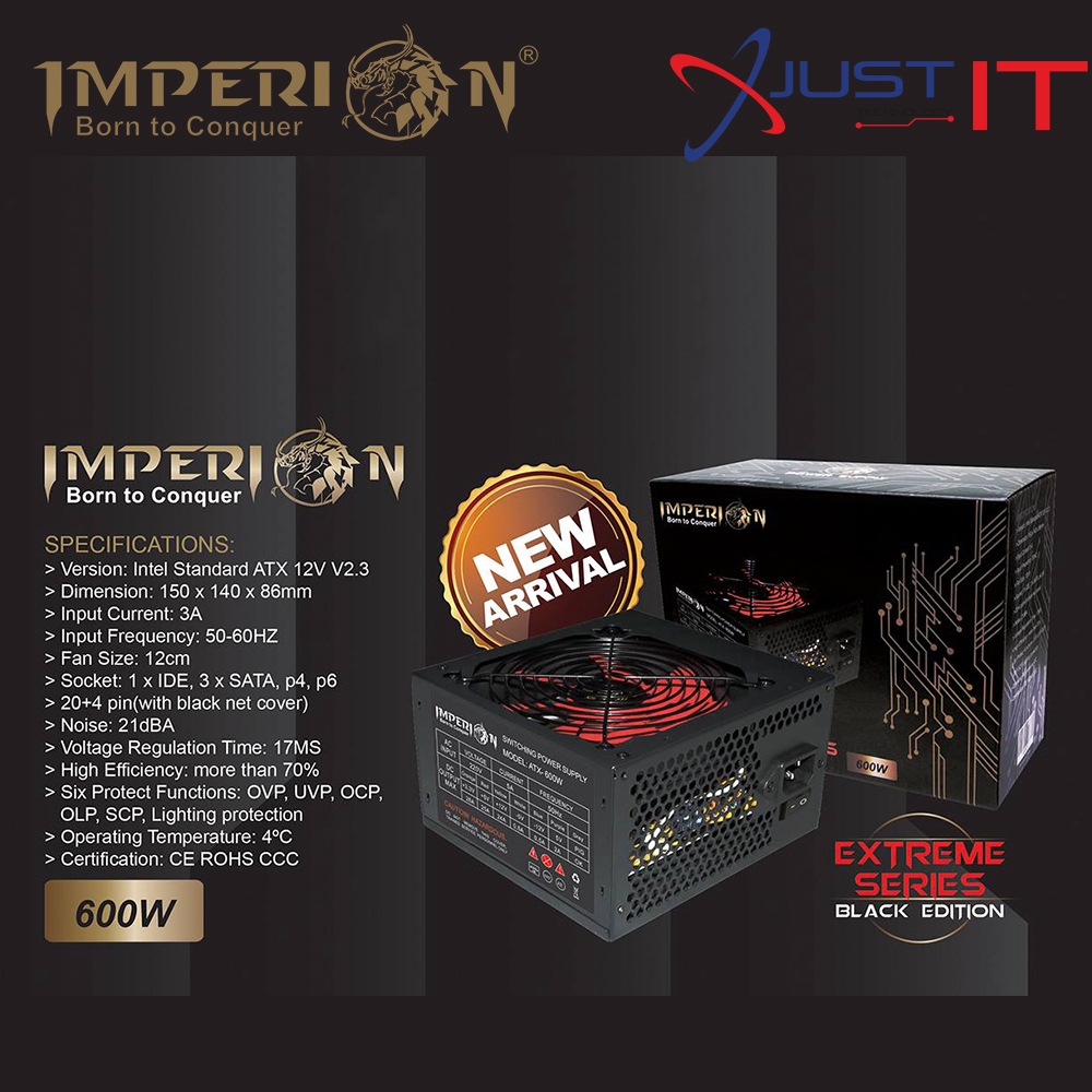 IMPERION 600W EXTREME SERIES POWER SUPPLY BLACK EDITION | Shopee Malaysia