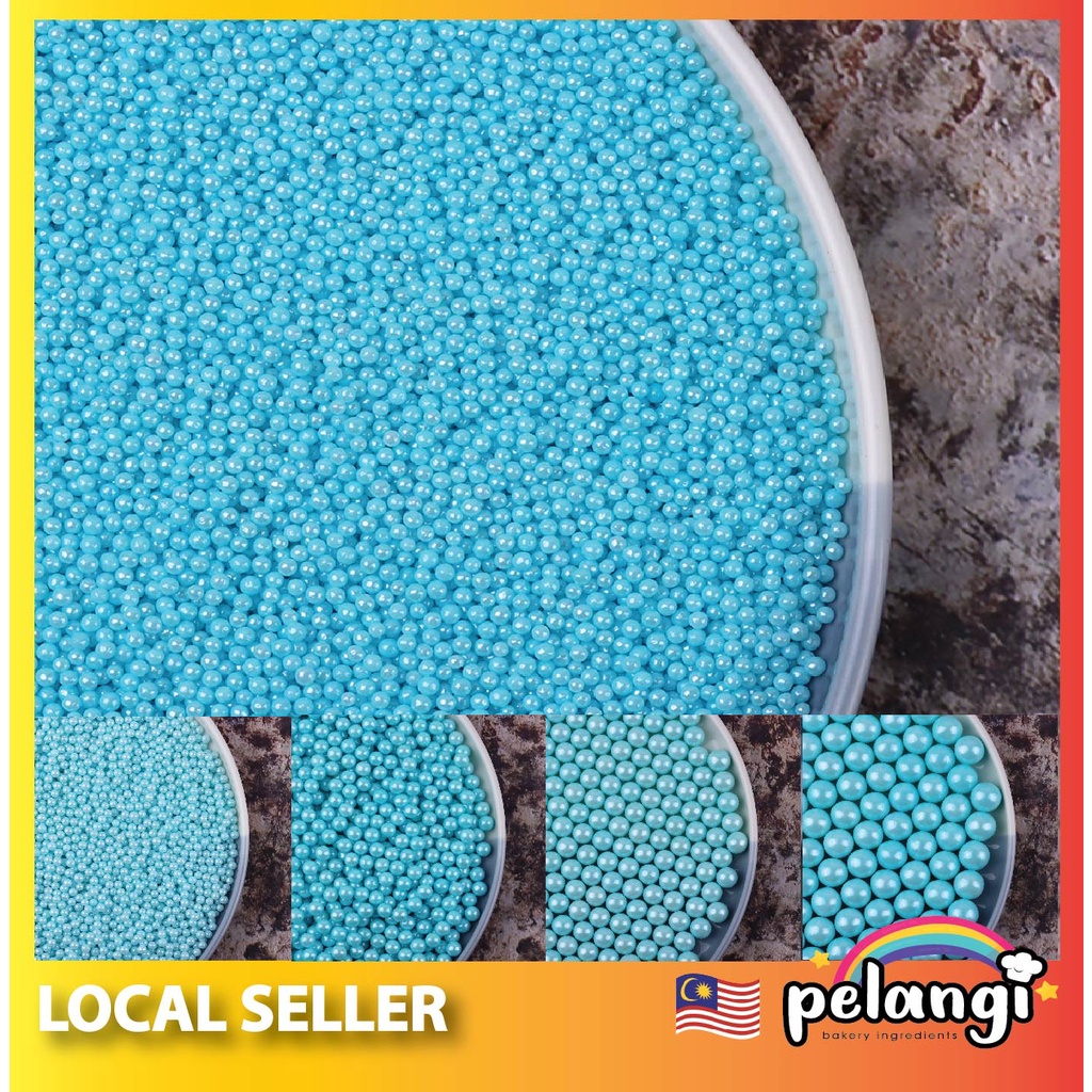 [Pelangi] Edible Pearl Light Blue Color Sprinkles Candy Ball Cake ...