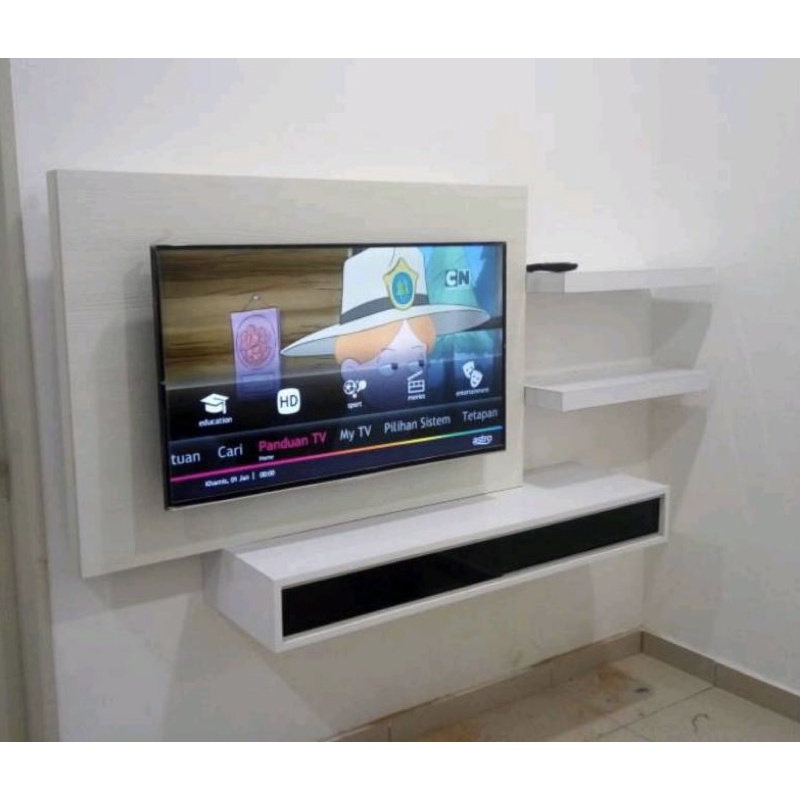DIY Wall Mounted TV Cabinet Plug & Install TV Kabinet DIY Beli Pasang ...