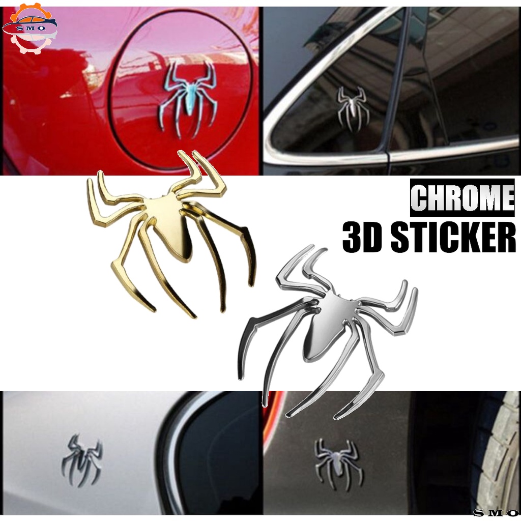 Car Sticker Spider 3D Chrome Stickers Logo Emblem Interior Exterior ...