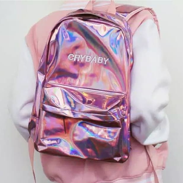 Backpack White Pearl Hologram Rainbow Glitter PVC Waterproof Waterproof ...