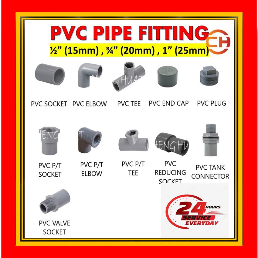 PVC Fitting Connector 15mm/20mm/25mm Socket Elbow Tee PT Socket Valve Socket End Cap Tank ...