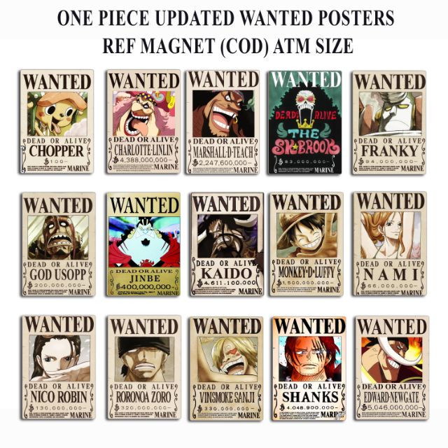 ONE PIECE REF MAGNET UPDATED WANTED POSTERS ATM SIZE | Shopee Malaysia