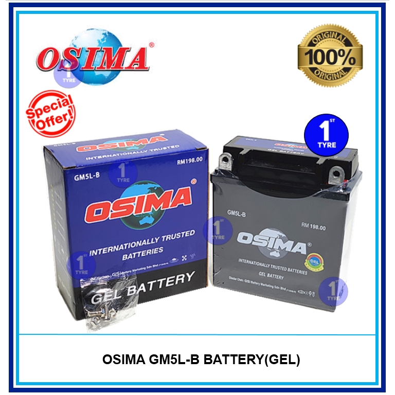 OSIMA GM5L-B STARTER BATTERY(GEL)(YUASA, GISI) | Shopee Malaysia