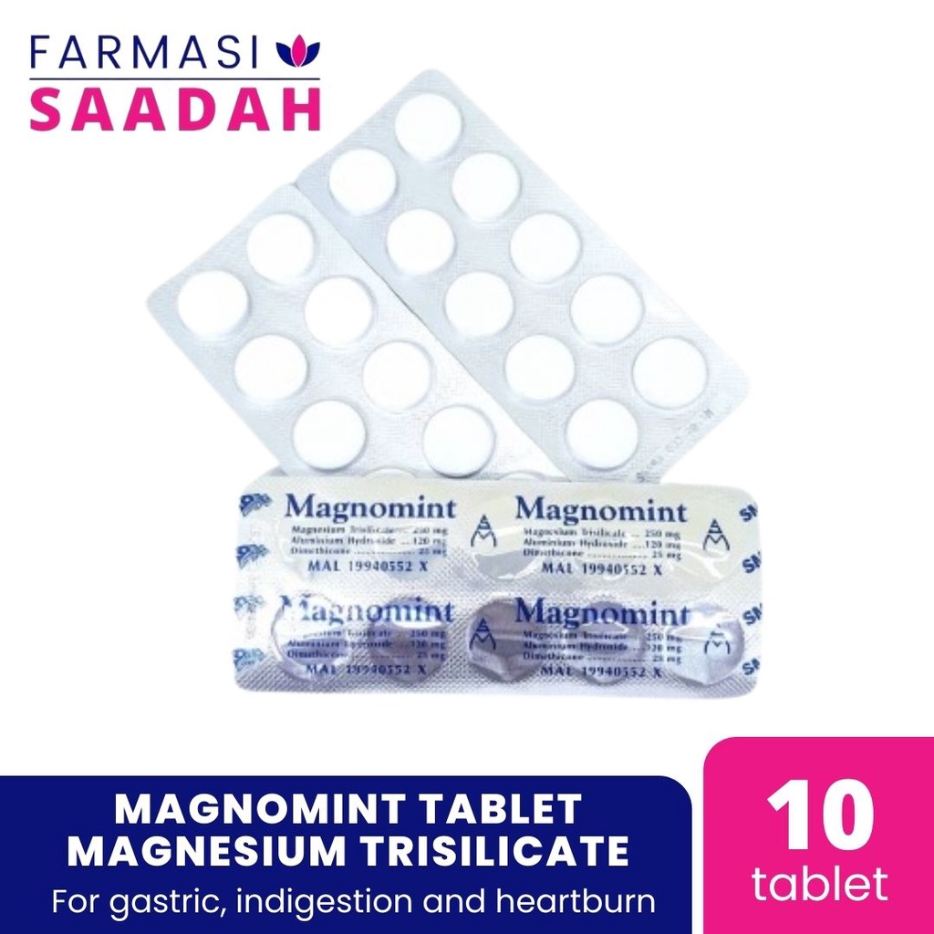 Magnomint Tablet Magnesium Trisilicate - For gastic, heartburn or ...