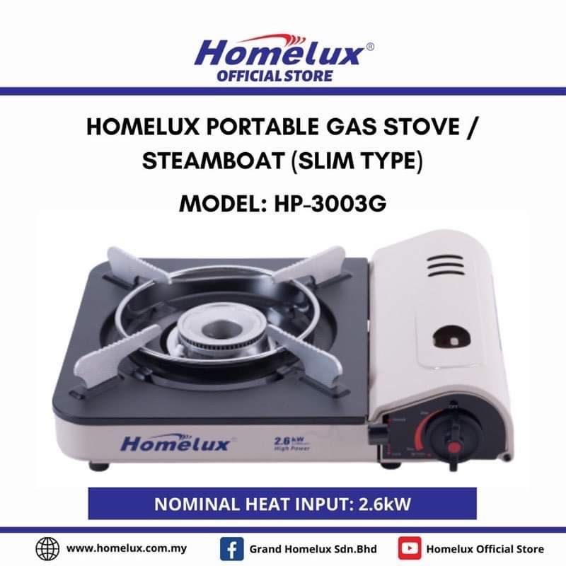 HOMELUX PORTABLE GAS STOVE / STEAMBOAT COOKER HP-3003G | Shopee Malaysia