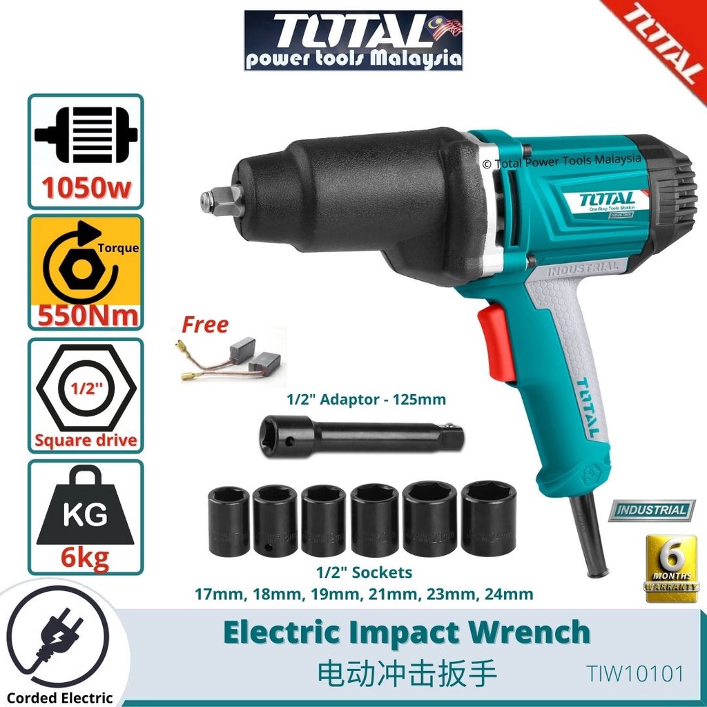 TOTAL High Torque 550Nm Corded ½″ Impact Wrench 1050w 电动冲击扳手 - TIW10101 ...