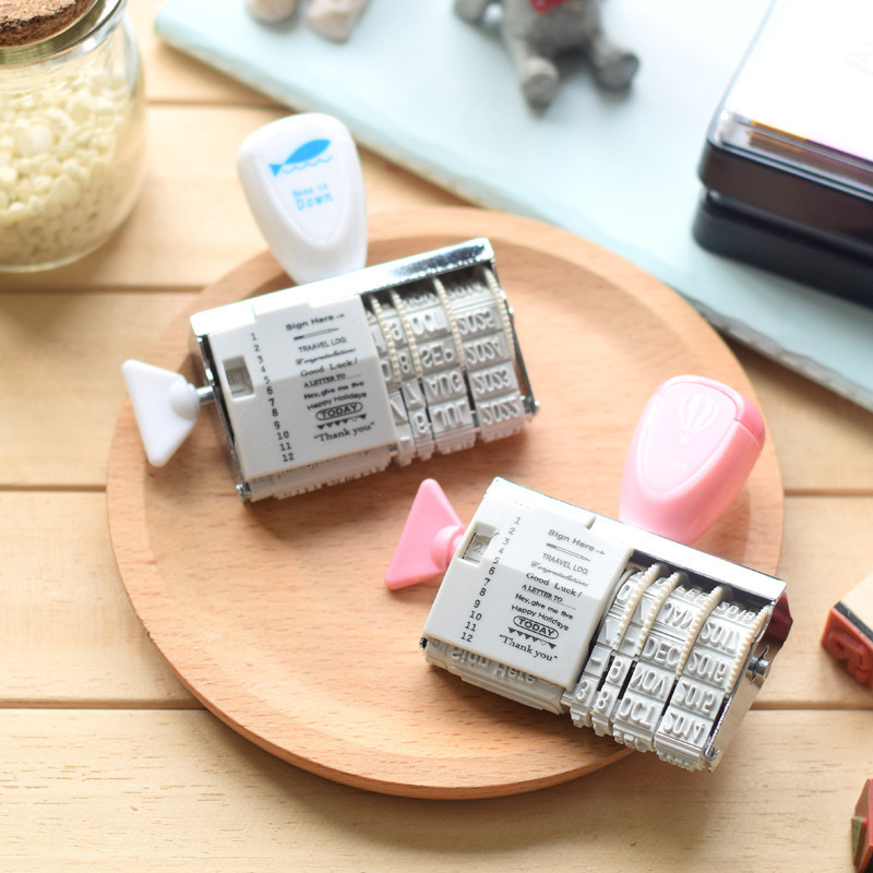 vintage text date stamp DIY bullet journal scrapbooking roller knob ...