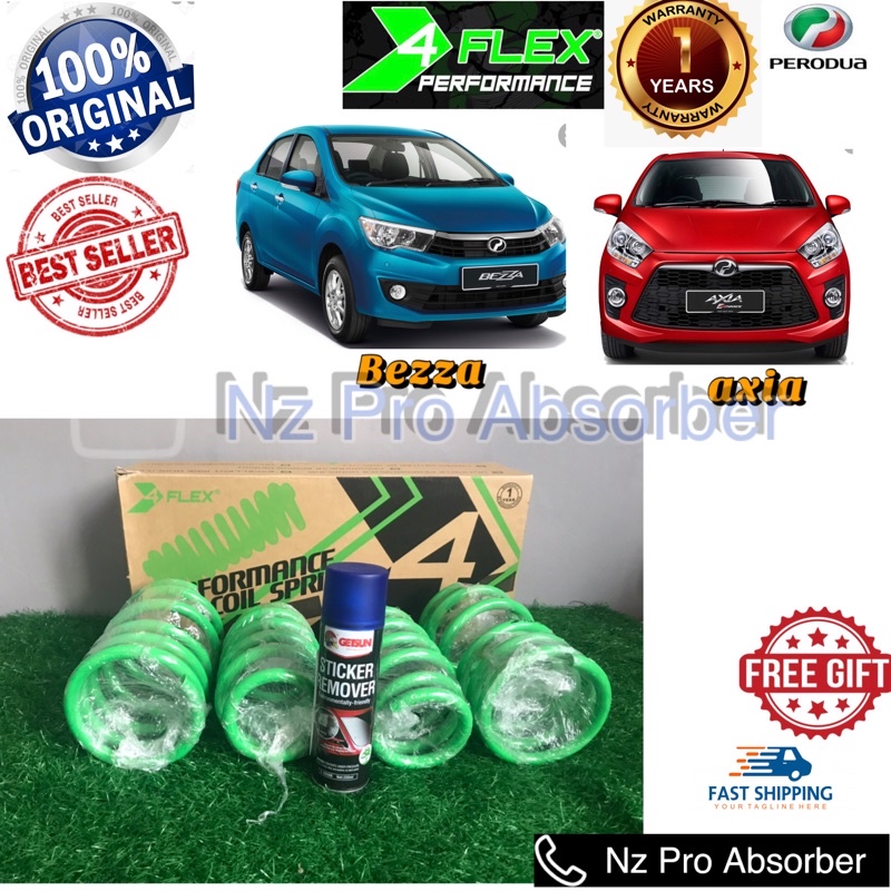 Spring 4Flex /Absorber pro expert heavy duty Perodua Bezza/Perodua Axia ...