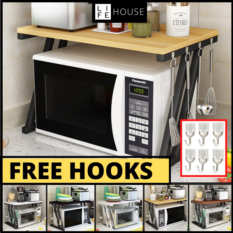 [6 DESIGNS] 2 TIER Wooden Microwave/ Oven/ Rice Cooker Rack Kitchen ...