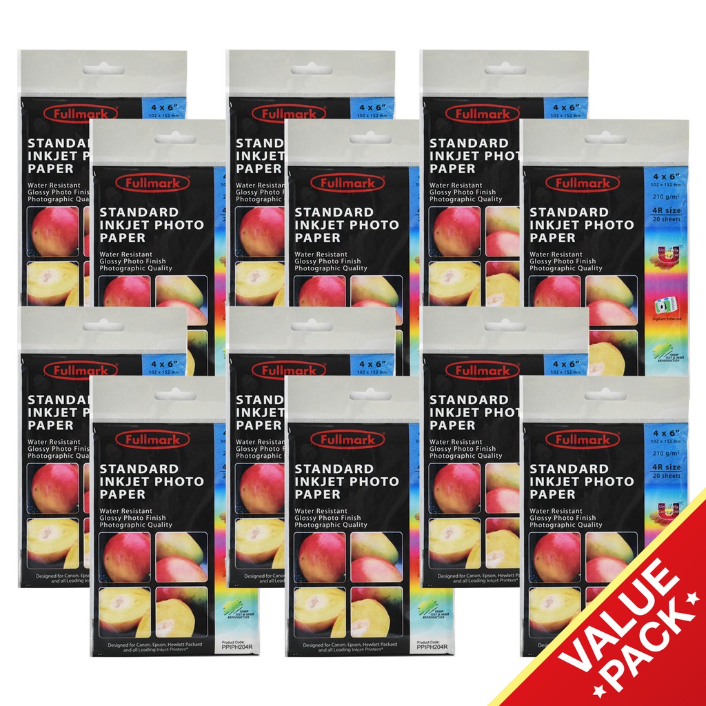 Fullmark 4R Inkjet Photo Paper Standard Glossy 210gsm - 12 packs x 20 ...