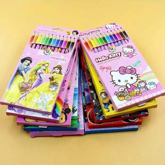 12pcs Cartoon Color Pencil 12色卡通彩色笔-SG002 | Shopee Malaysia