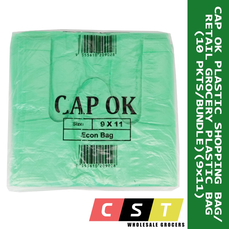 CAP OK 9x11 Plastic Shopping Bag/Retail Grocery Plastic Bag (10 Pkt ...