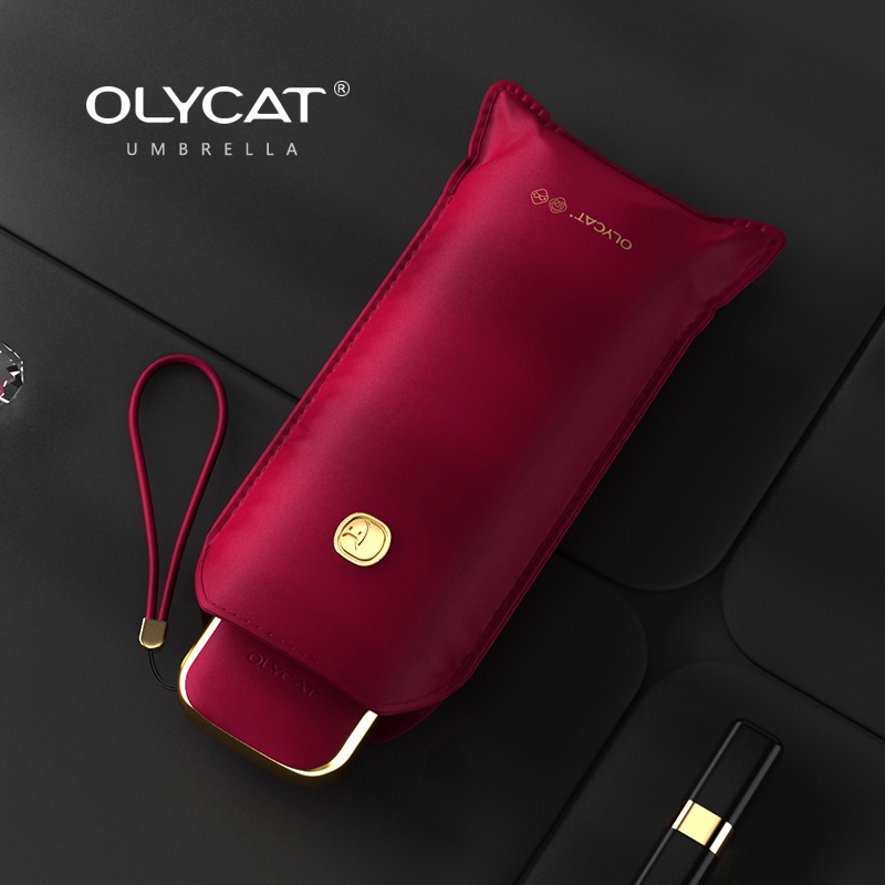 Olycat Flat Cute Mini Umbrella Five Folding UV Luxury Umbrella Rain ...