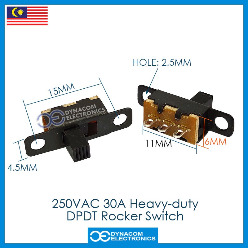 3-Pins Mini ON/OFF SPDT Silde Switch with Solder Terminal [Suis Tolak ...