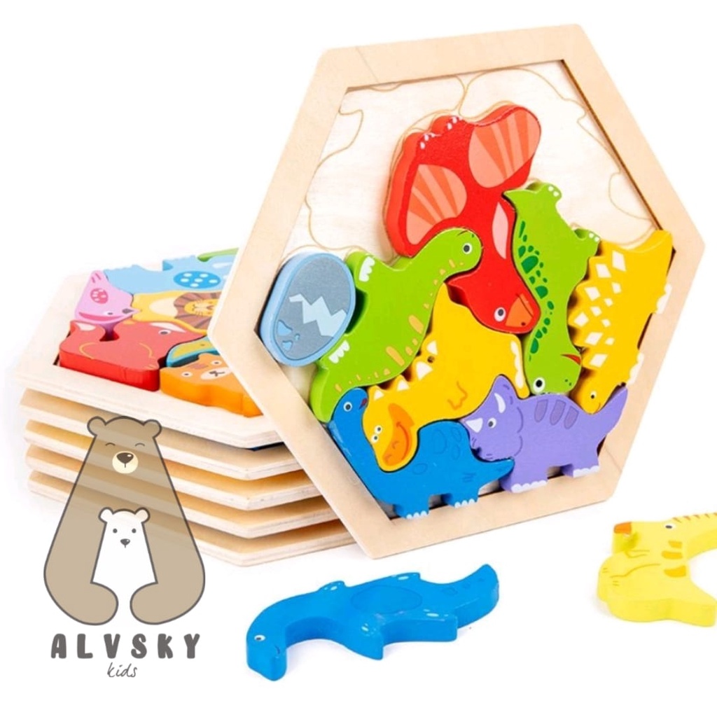 KAYU Chunky ANIMAL 3D WOODEN PUZZLE / TRANSPORT / DINO / WOODEN PUZZLE ...