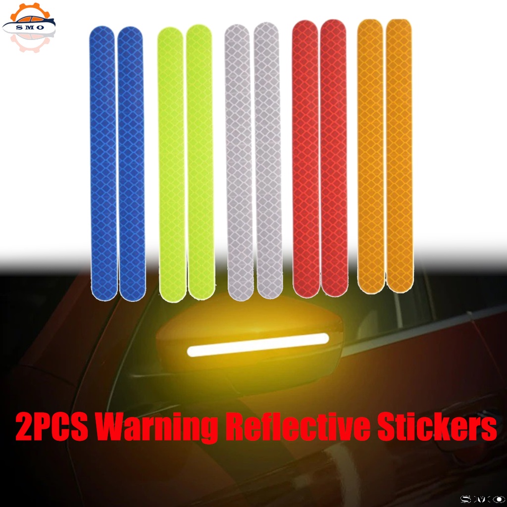 2pcs Car Reflective Sticker Warning Safety Stick On Side Mirror Front ...
