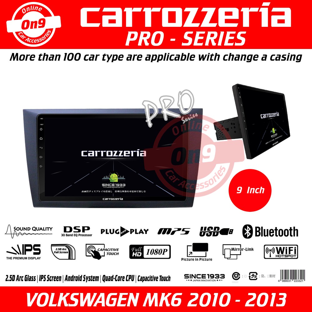 Volkswagen Golf MK6 2010 2011 2012 2013 9 Inch Carrozzeria Pro-Series ...