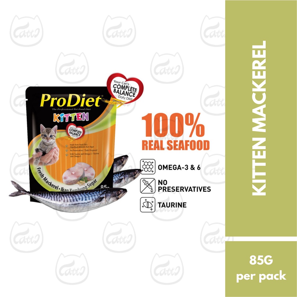 CATTO Prodiet Pouch (85g)/Wet Food-ChickenTuna,Kitten Tuna, Mackerel ...