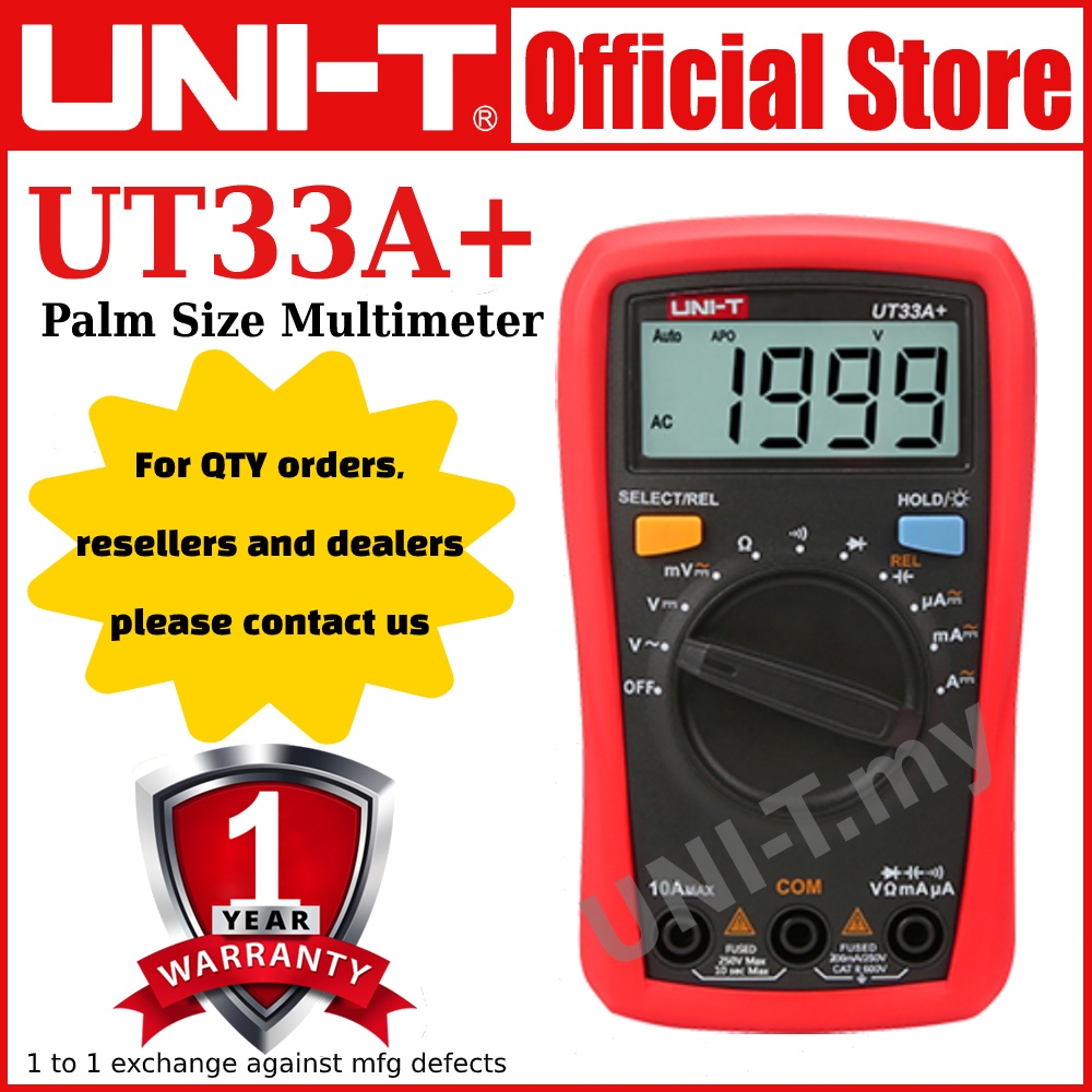 UNI-T UT33D+ UT33A+ UT33B+ UT33C+ Palm Size Multimeter | Shopee Malaysia